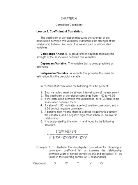 Chapter Xi Correlation Coefficient Pdf Statistical Significance