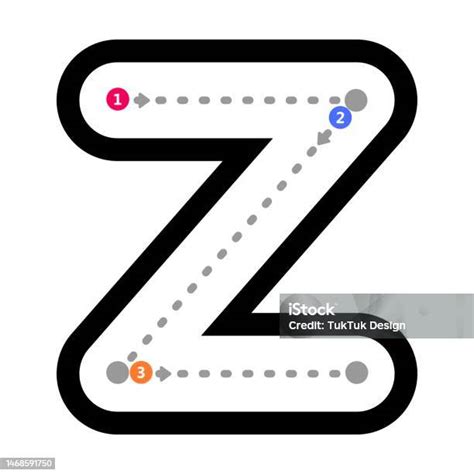 추적 알파벳 문자 Z 소문자 미리 쓰기 점선 요소 유치원 및 미취학 아동 워크시트 필기 연습 0명에 대한 스톡 벡터 아트 및