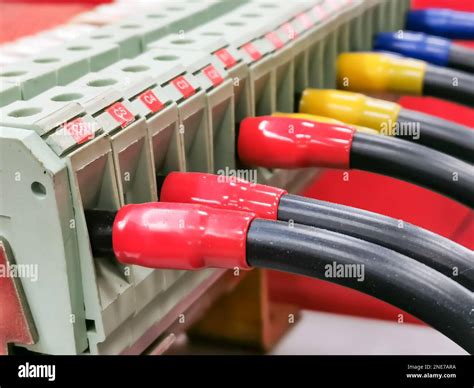 Close Up Image Of Cable Distribution Connection On Electrical Equipment In Low Voltage Switch
