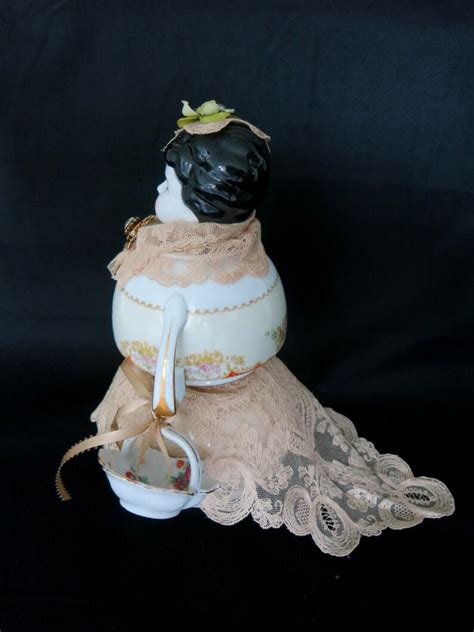 China Assemblage Doll Ooak China Head With China Bowls Exquisite Antique Handmade Ecru Lace
