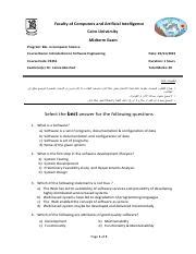 Introduction To Software Engineering Midterm Pdf Faculty Of Computers And Artificial