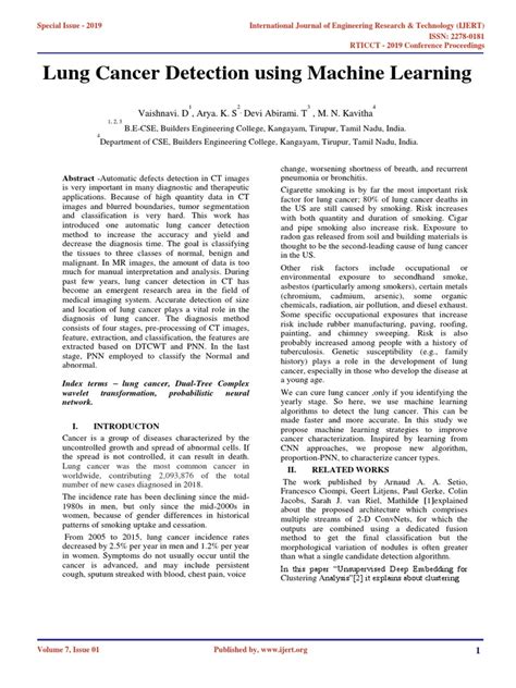 Lung Cancer Detection Using Machine Learning Ijertconv7is01011 Pdf Teaching Mathematics