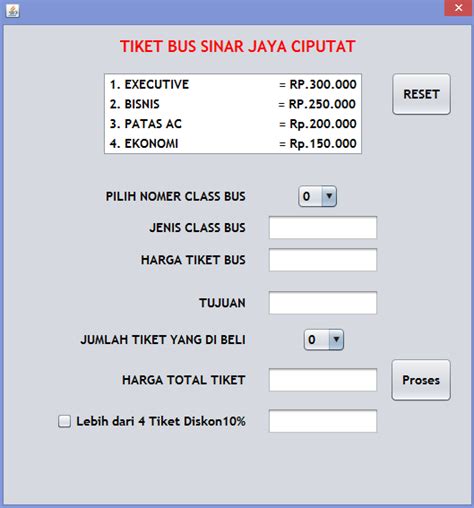 Eko Sugeng Riyadi Cara Membuat Program Tiket Bus Sederhana Di Java