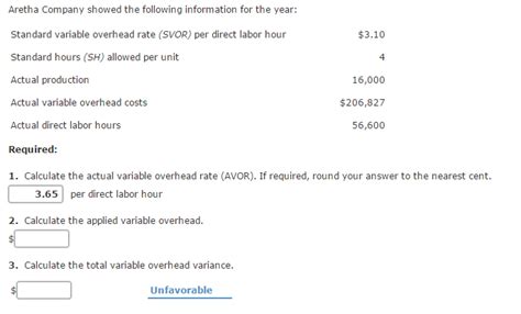 Solved Calculate The Actual Variable Overhead Rate Avor