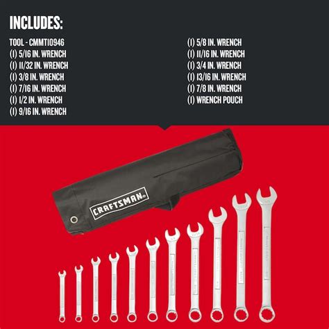 Craftsman 11 Piece Set 12 Point Sae Standard Combination Wrench