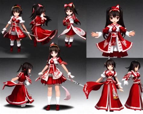 Visual Novel Game Sprite Sheet Of Reimu Hakurei Art By Team Salvato In The Style Of Doki Doki