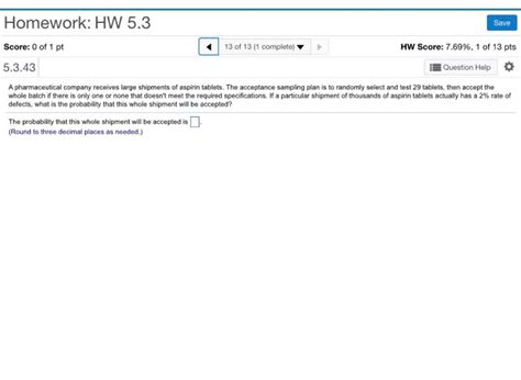 Solved Homework Hw 5 3 Score 0 Of 1 Pt 5 3 43 Save 13 Of