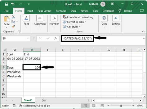 Excel 如何计算两个日期之间的天数、工作日和周末天数极客笔记 Excel 如何计算两个日期之间的天数、工作日和周末天数极客笔记