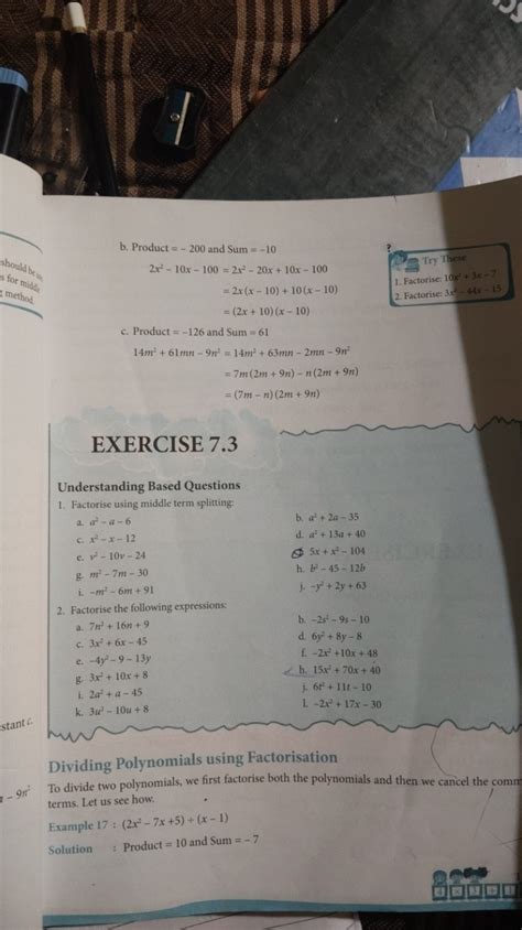 Factorise using middle term splitting a a² a c x² x e v² v