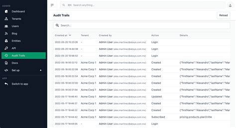 Audit Trails Saasrock Documentation