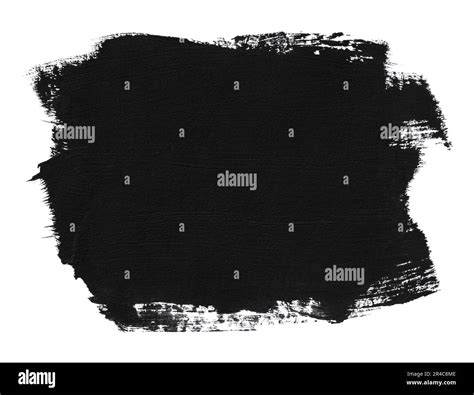 Hand Painted Black Block Of Paint Isolated On White Background Stock