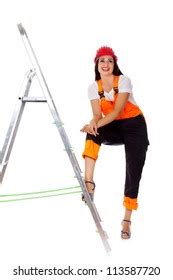 Portrait Sexy Engineer Posing Studio Red Stock Photo 113587720 Shutterstock