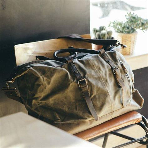Large Waxed Canvas Weekender Duffle Bag Travel Mens Woosir