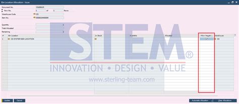 good issue with bin location and negative inventory