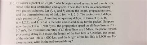 Solved P10 Consider A Packet Of Length L Which Begins At