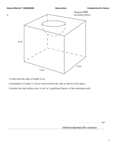 Mensuration Resource For Igcse Edexcel Mathematics Specification B Teaching Resources