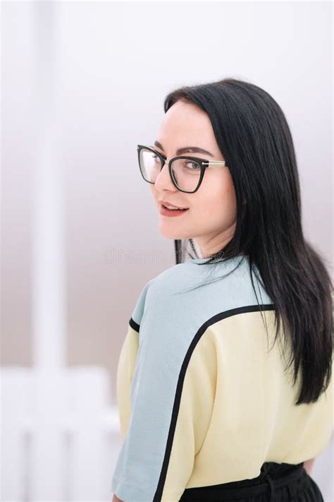 Side View Business Woman With Glasses Looking At Camera Stock Image Image Of Healthy Glasses
