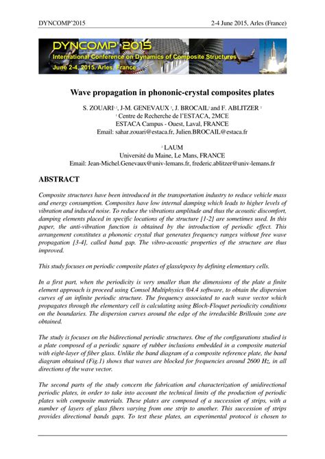 Pdf Wave Propagation In Phononic Crystal Composites Plates