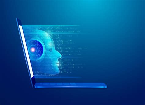 기계 학습 또는 인공 지능 기술의 개념 프리미엄 벡터