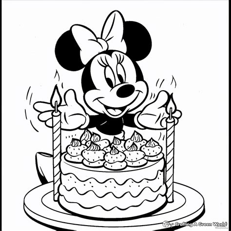 Coloring Pages Of Minnie Mouse With Cake