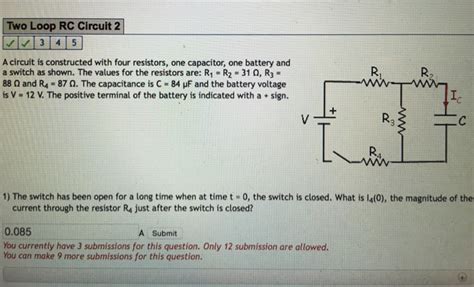 Solved Two Loop RC Circuit 2 A Circuit Is Constructed With Chegg Com