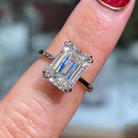 5 Ct Emerald Cut Moissanite Engagement Ring 14k Rose Gold Etsy