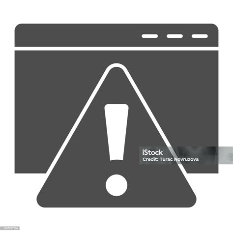 웹 페이지 솔리드 아이콘의 오류 메시지입니다 주의 삼각형웹 사이트 정보 기술 벡터 디자인 개념 흰색 배경에 문말 스타일의 그림 웹 및 응용 프로그램에 대한 사용 Eps 10
