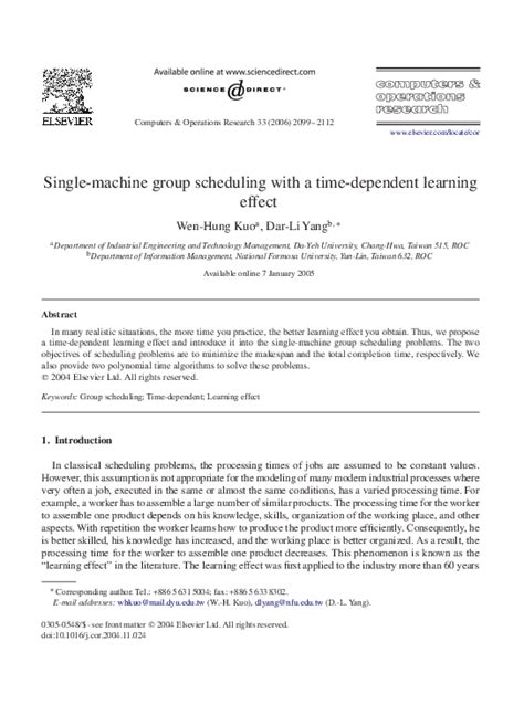 pdf single machine group scheduling with time dependent learning effect and position based