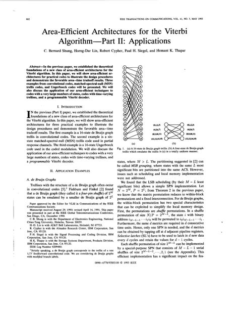 pdf area efficient architectures for the viterbi algorithm ii