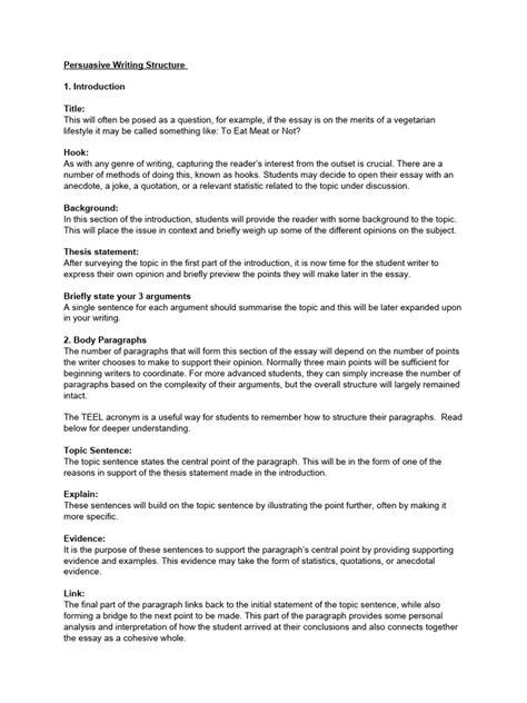 Persuasive Writing Structure Pdf