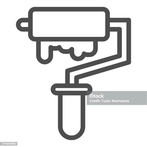 화가 롤러 라인 아이콘입니다 예술 회화 브러시 및 액체 페인트 기호의 드롭 흰색 배경에 윤곽 스타일 그림 모바일 개념 웹 디자인에 대한 건설 기호 벡터 그래픽 가리기에 대한