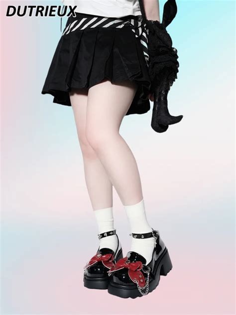 Весенне осенние туфли Лолиты Y2k Subculture темные повседневные женские туфли лодочки в