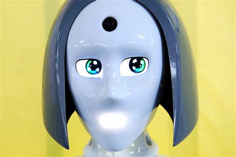 The Robot Woman Kiki Head With Grey Hair Big Eyes And Mouth Close Up Minsk Belarus