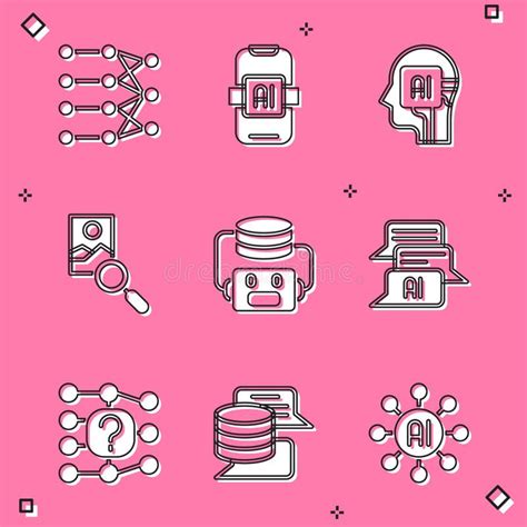 Set Neural Network Artificial Intelligence Ai Humanoid Robot Photo Retouching Chat And