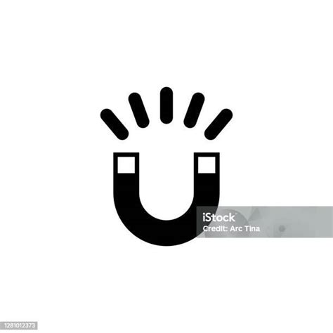 자석 힘 자기 말굽 자기 플랫 벡터 아이콘 그림입니다 흰색 배경에 간단한 검은 기호 자석 전원 마그네틱 호스슈 사인 디자인 템플릿 웹 및 모바일 Ui 요소 0명에 대한 스톡