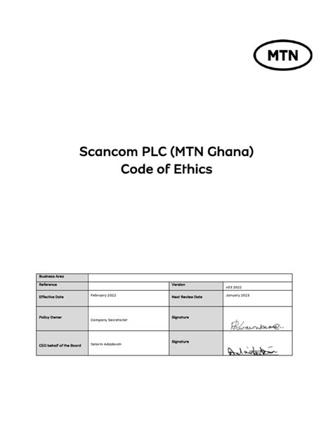 Scancom Plc Mtn Gh Code Of Ethics Signed Pdf Employment Sexual