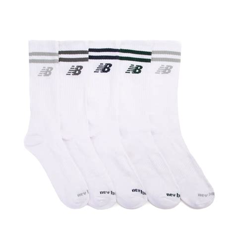 Mens New Balance Performance Crew Socks 5 Pack White Journeys