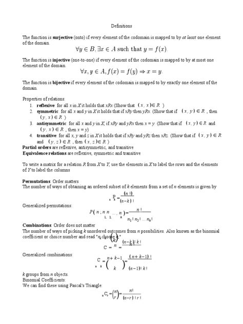 Discrete Mathematics Cheat Sheet Pdf Mathematical Relations