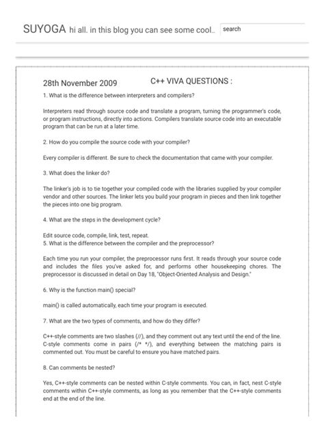 Suyoga C Viva Questions Pdf Class Computer Programming