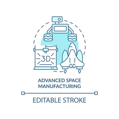 Advanced Space Manufacturing Turquoise Concept Icon Spacetech Trend Abstract Idea Thin Line