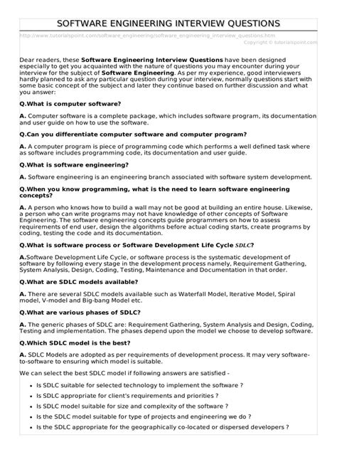 software engineering interview questions pdf pdf software