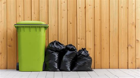 집 울타리 앞에 검은색 쓰레기 봉투가 옆에 있는 녹색 쓰레기통 초록 큰 상자 검은색 배경 일러스트 및 사진 무료 다운로드 Pngtree