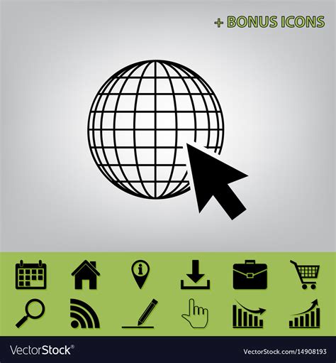 Earth Globe With Cursor Black Icon Royalty Free Vector Image