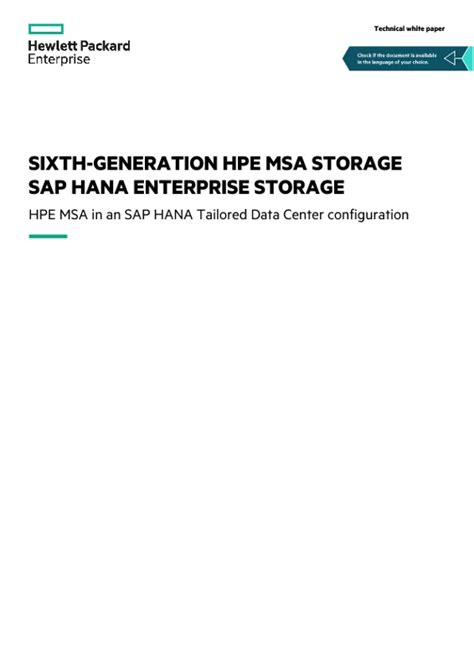 Sixth Generation Hpe Msa Storage For Sap Hana Enterprise Storage