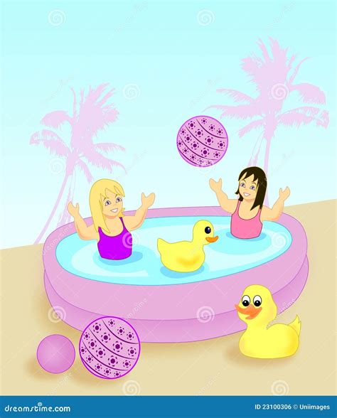 Bathing Girls Stock Illustration Illustration Of Cartoon 23100306