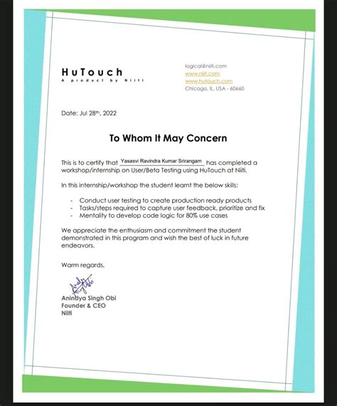 Niiti Internship Hutouch Ravindra Srirangam