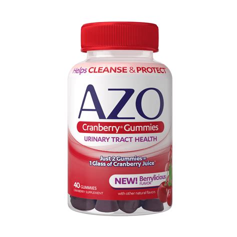 Azo Cranberry Urinary Tract Health Gummies Dietary Supplement Mixed Berry 40 Gummies