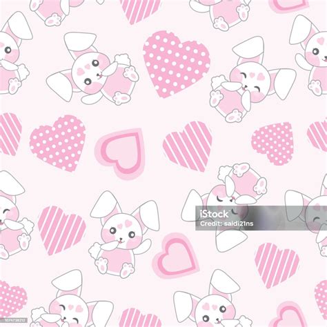 분홍색 배경에 적합발렌타인의 파지에 사랑 모양으로 귀여운 핑크 토끼와 발렌타인의 날 그림의 완벽 한 배경 2월에 대한 스톡 벡터 아트 및 기타 이미지 Istock