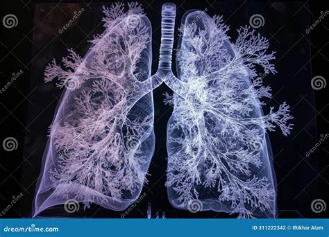 This X Ray Image Showcases The Internal Structure And Condition Of A Lung Using Medical Imaging