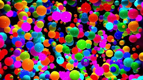 무작위로 조명과 서로 반영 공기에 화려한 공의 추상적 인 구성 밝은 효과와 간단한 기하학적 어두운 배경으로 공기의 여러 가지